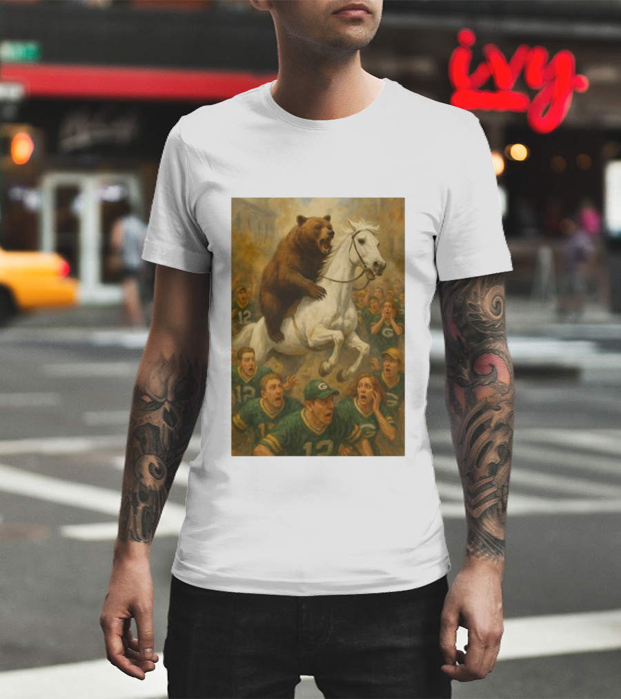 Bear Riding Horse Surprising Green Bay Packers Fans NFL Humor T-Shirt