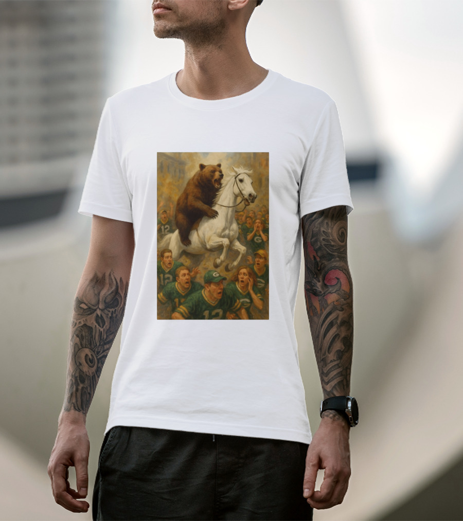 Bear Riding Horse Surprising Green Bay Packers Fans NFL Humor T-Shirt