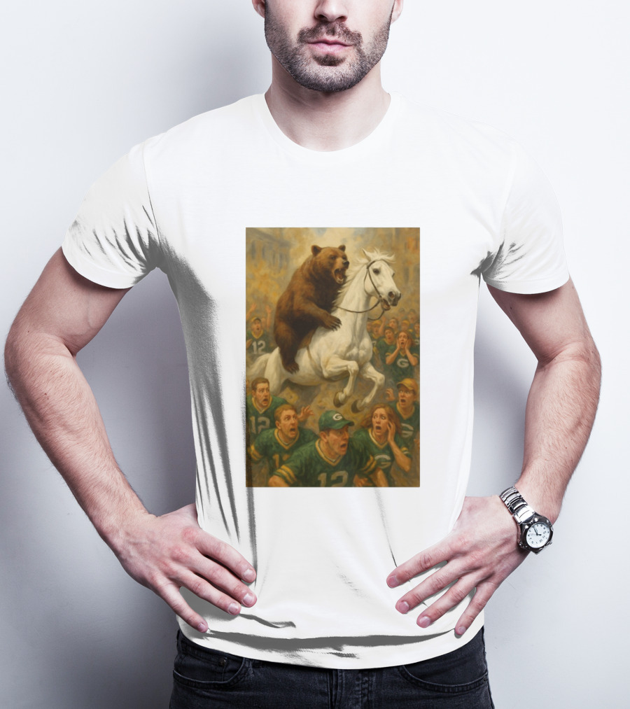 Bear Riding Horse Surprising Green Bay Packers Fans NFL Humor T-Shirt