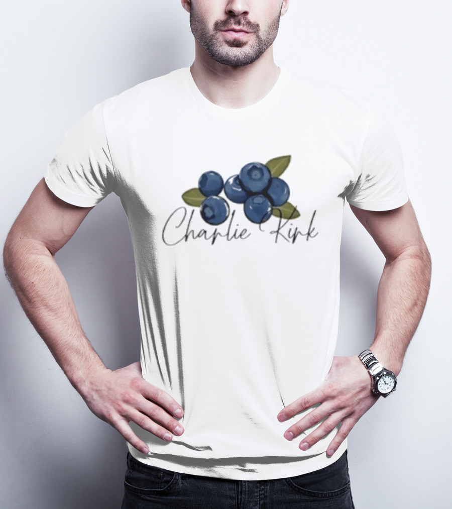 He Is On A Work Trip With Jesus Charlie Kirk 1993 2025 Blueberries T-Shirt