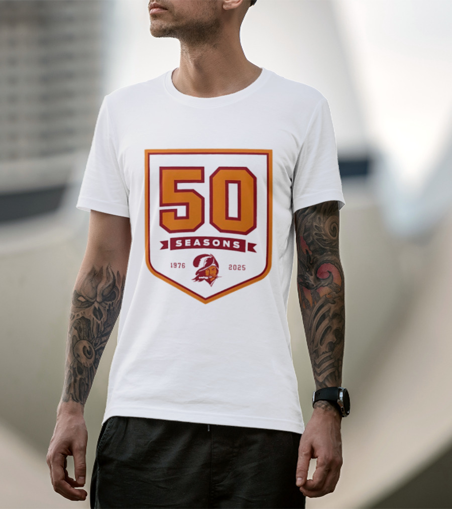 Bucky Irving 7 Tampa Bay Buccaneers 50 Seasons 1976 2025 T-Shirt