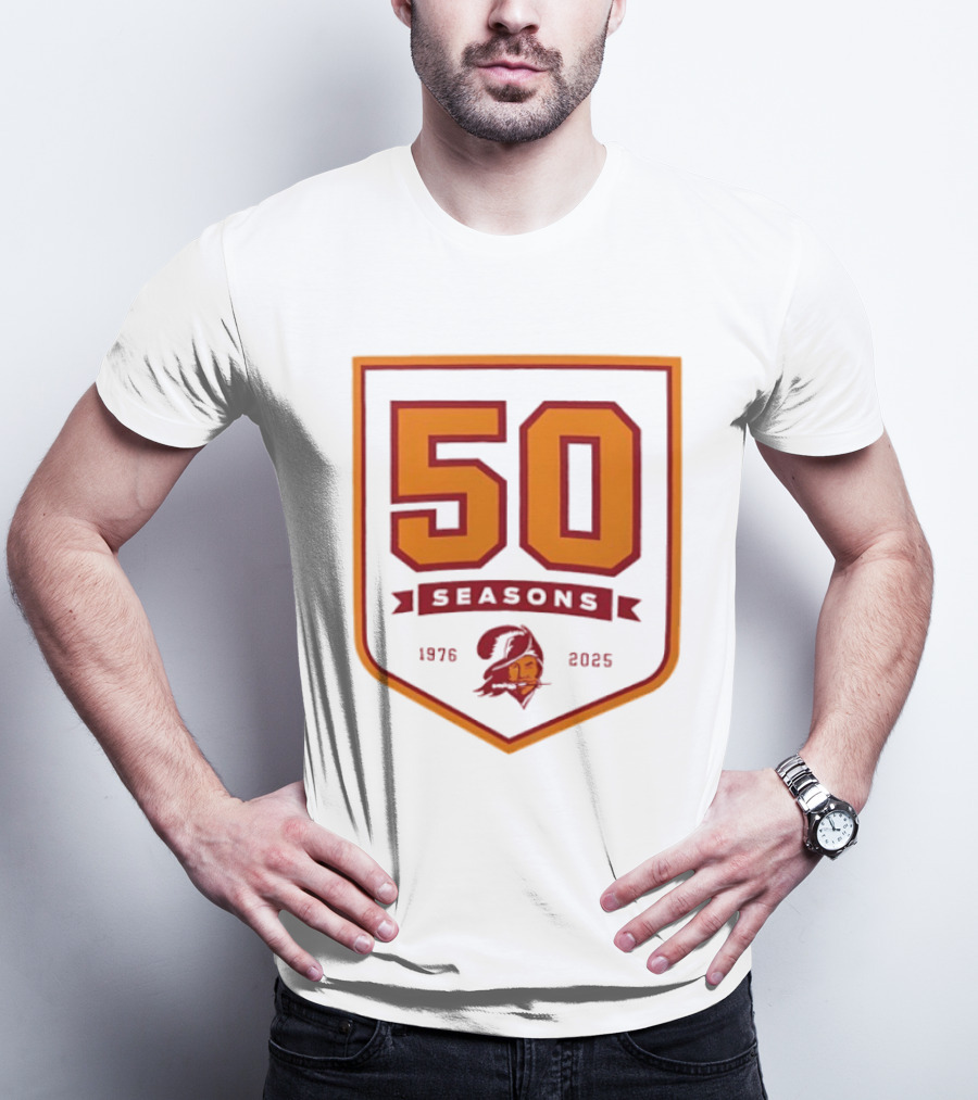 Bucky Irving 7 Tampa Bay Buccaneers 50 Seasons 1976 2025 T-Shirt