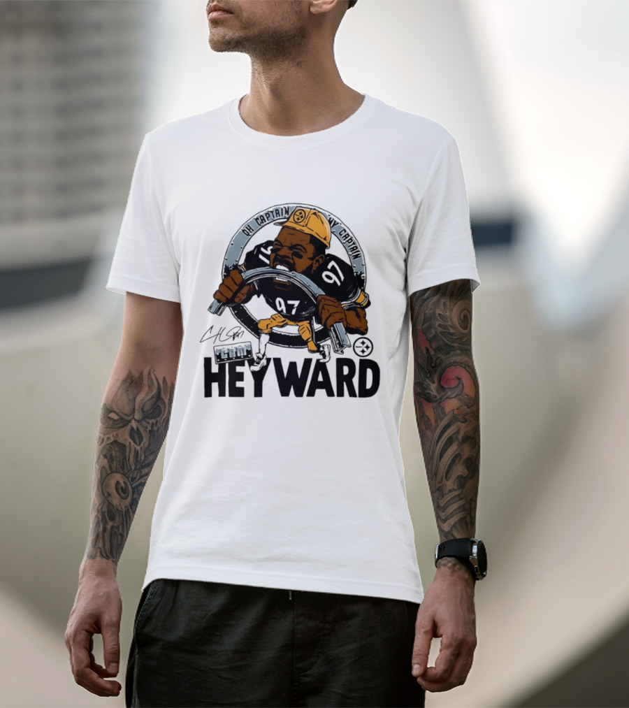 Pittsburgh Steelers Captain Cam Heyward Caricature NFL Number 97 T-Shirt