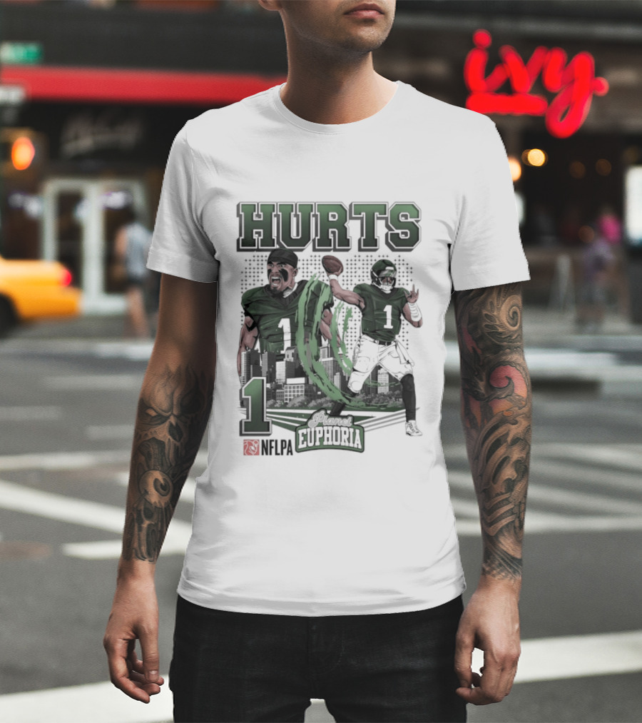 Jalen Hurts 1 Euphoria Philadelphia Eagles Player Collage T-Shirt