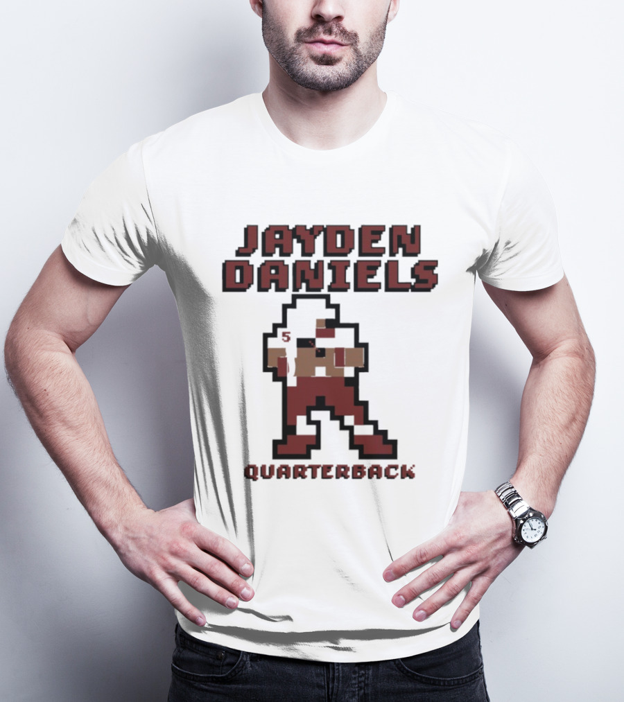 Jayden Daniels 5 Washington Commanders Quarterback Pixel T-Shirt