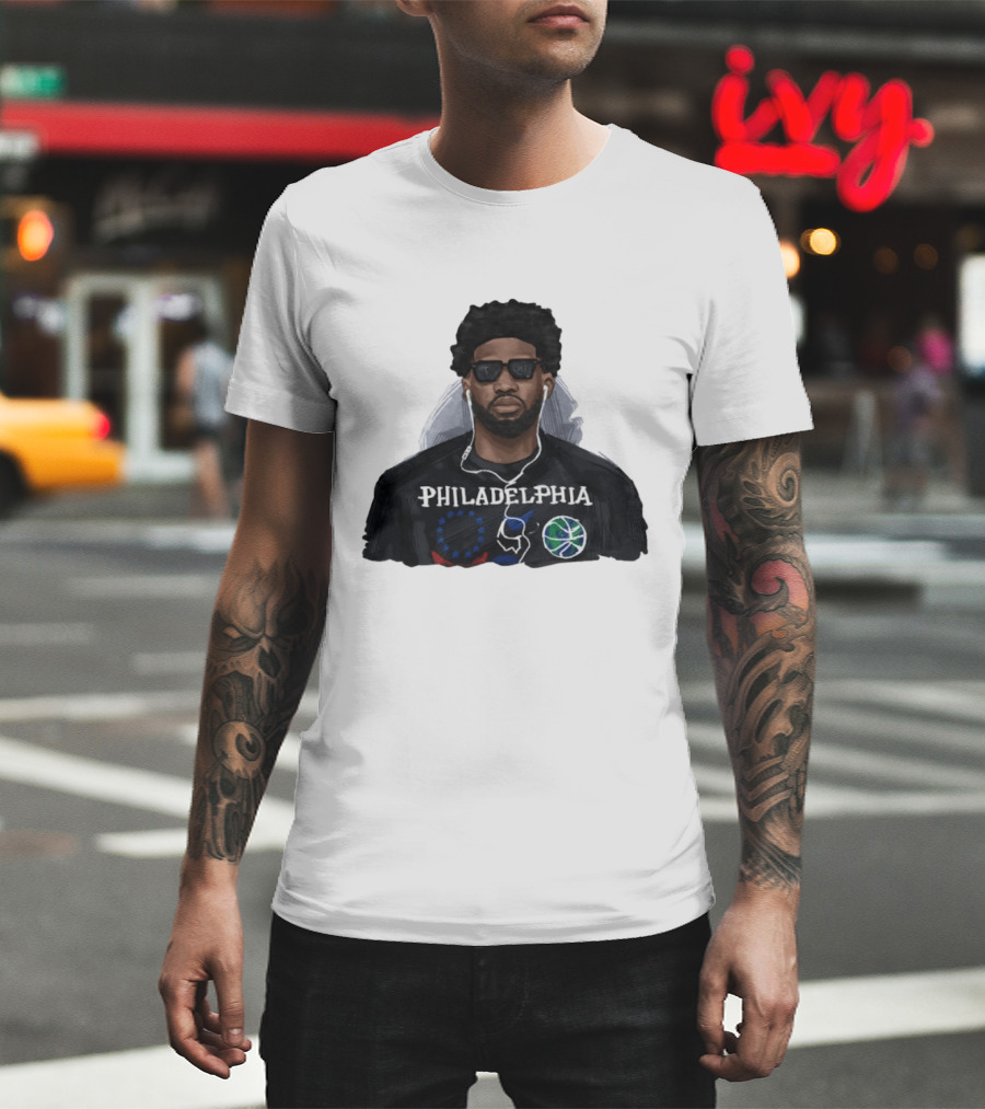 Philadelphia Joel Embiid Wired Earphones Basketball 76ers T-Shirt