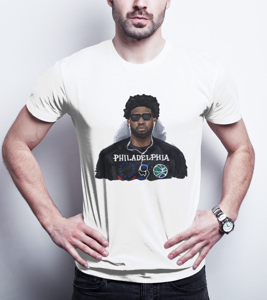 Philadelphia Joel Embiid Wired Earphones Basketball 76ers T-Shirt