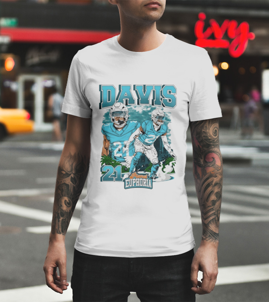 Davis 21 Planet Euphoria Football Player Miami Dolphins T-Shirt