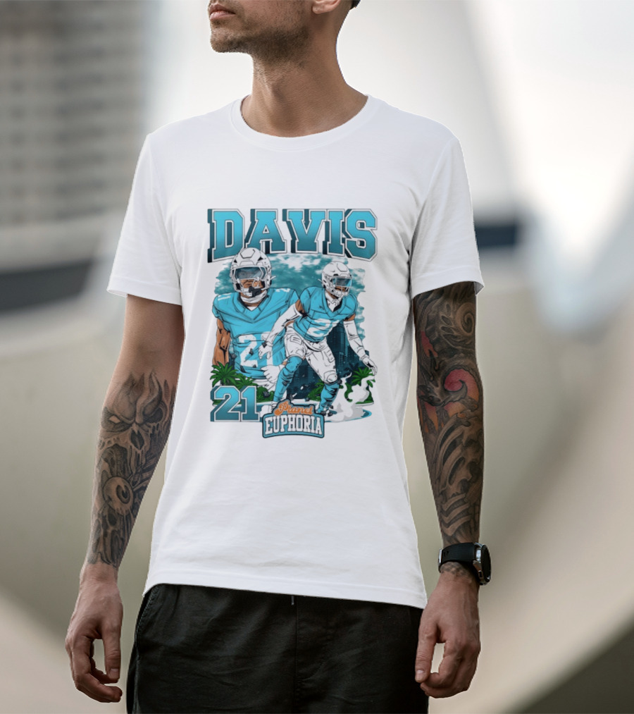 Davis 21 Planet Euphoria Football Player Miami Dolphins T-Shirt