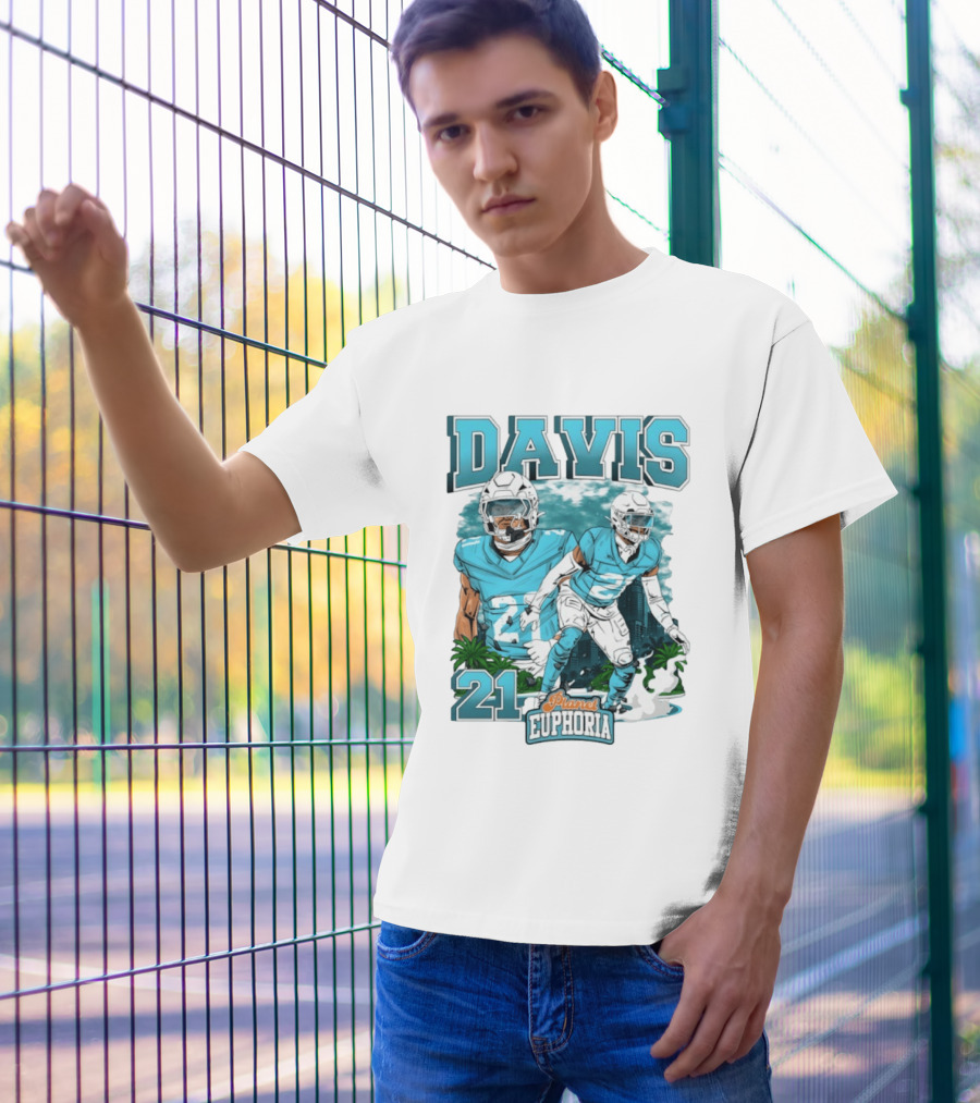 Davis 21 Planet Euphoria Football Player Miami Dolphins T-Shirt