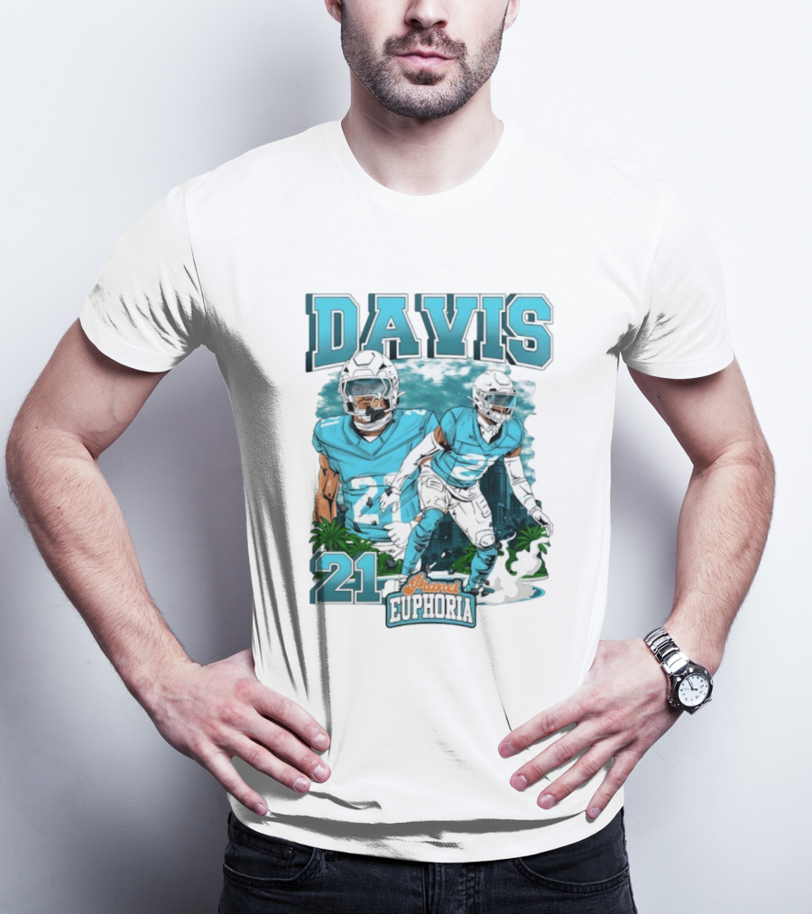 Davis 21 Planet Euphoria Football Player Miami Dolphins T-Shirt