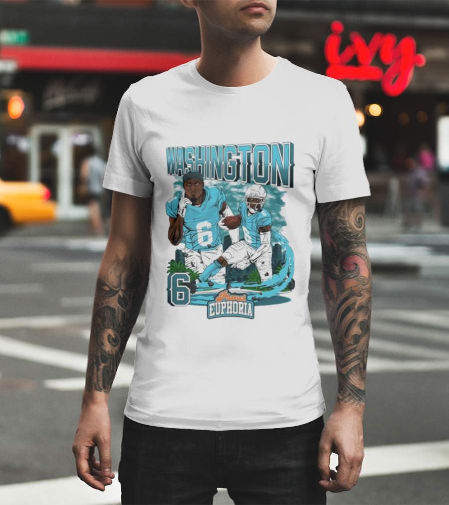 Miami Dolphins Football Washington 6 Player Planet Euphoria T-Shirt