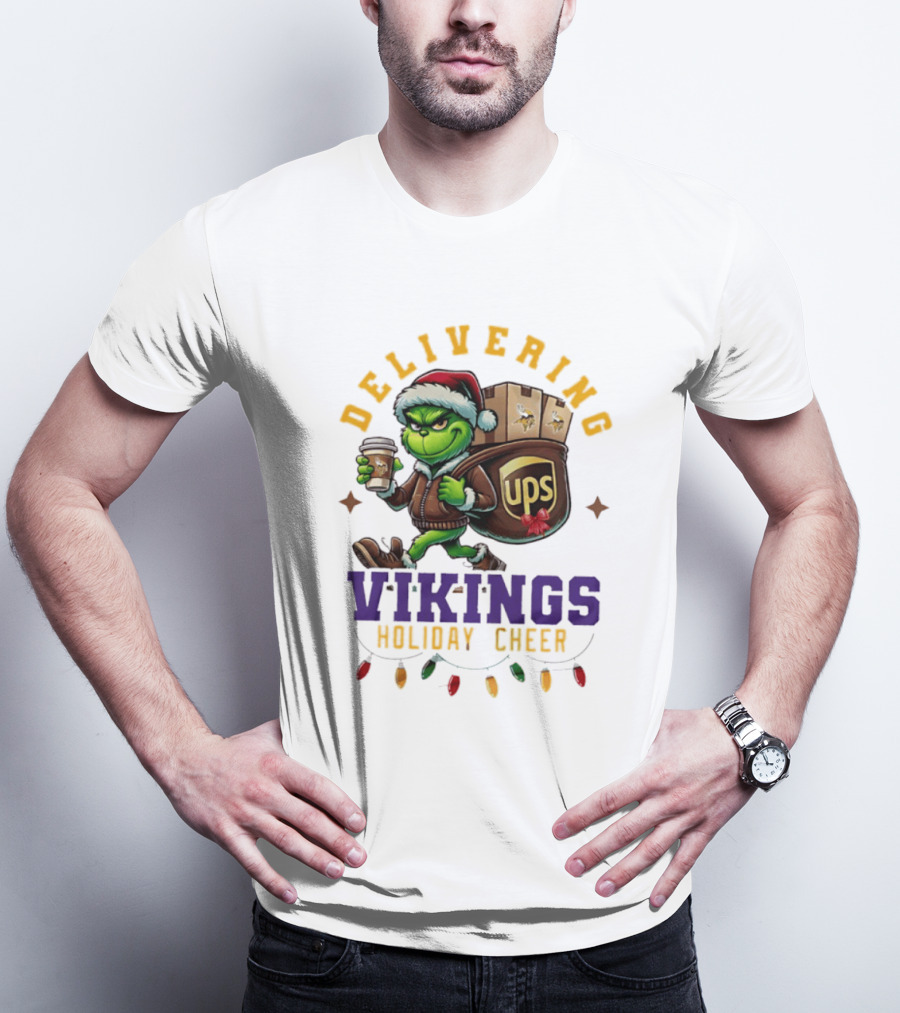 Delivering Vikings Holiday Cheer Grinch UPS Christmas T-Shirt