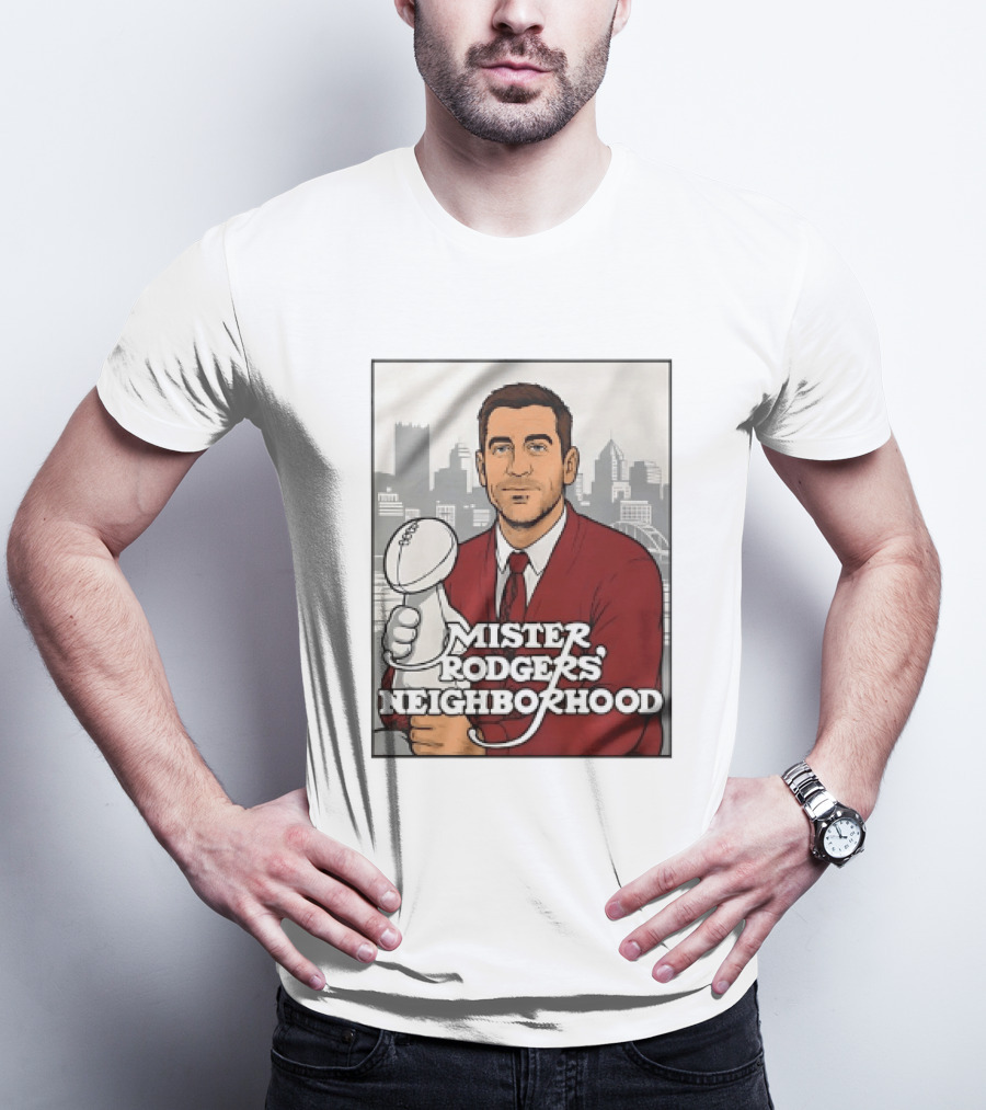Mister Rodgers Neighborhood Aaron Rodgers Pittsburgh Skyline T-Shirt