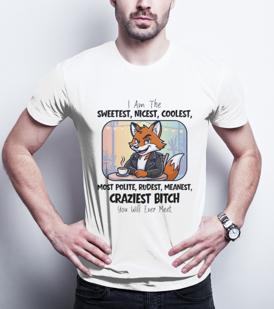 I Am The Sweetest Nicest Coolest Most Polite Rudest Meanest Craziest Bitch You Will Ever Meet Fox Coffee T-Shirt