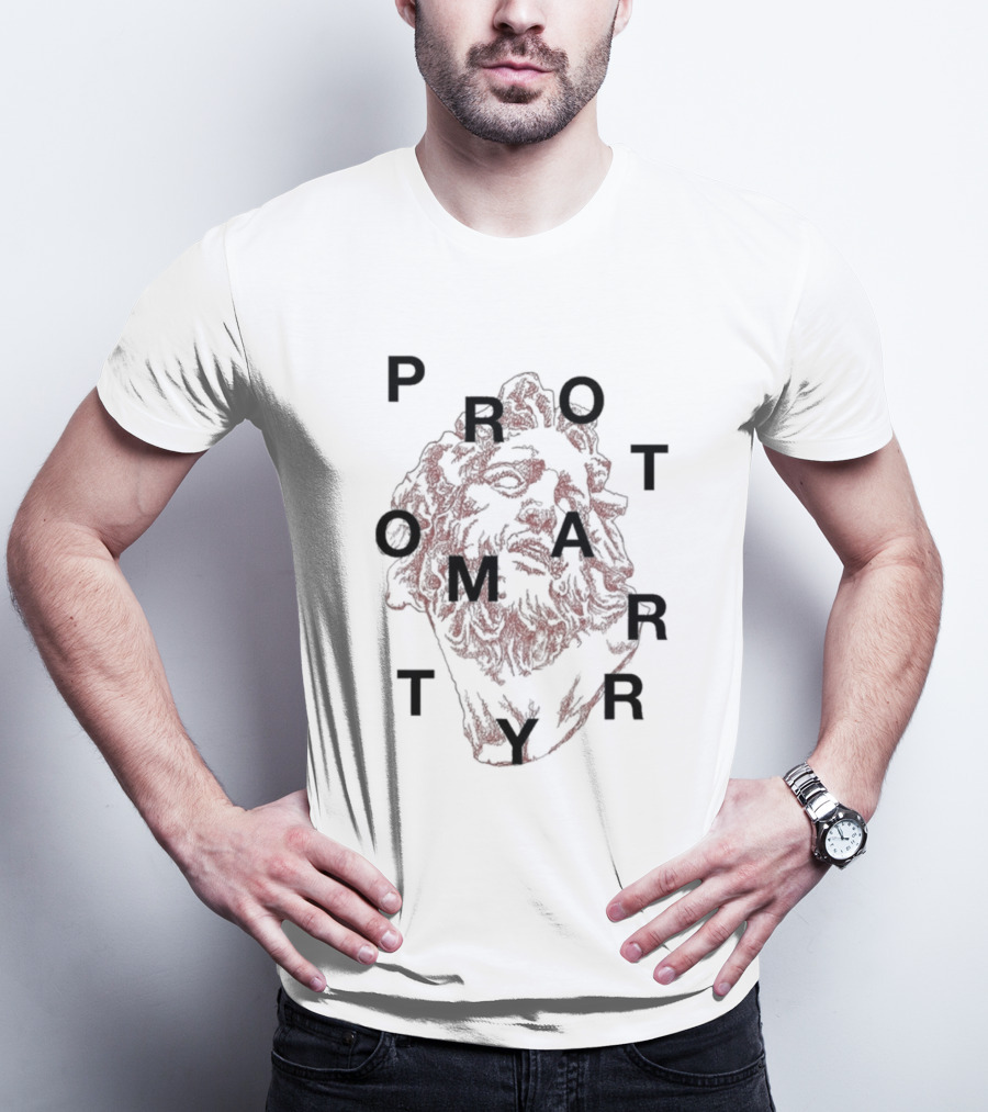 Protomartyr Artistic Statue Motif With Text Overlay T-Shirt