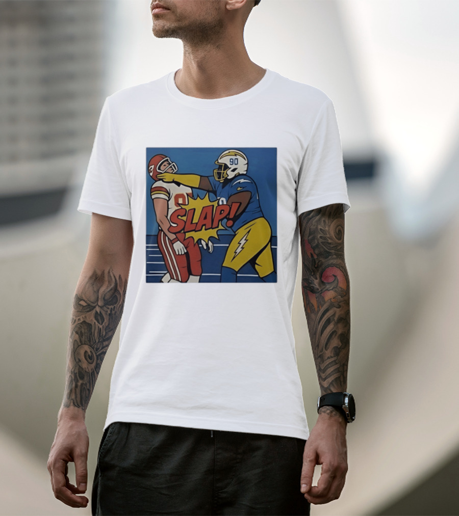 SLAP Teair Tart Hits Travis Kelce Helmets Chargers Chiefs Football T-Shirt