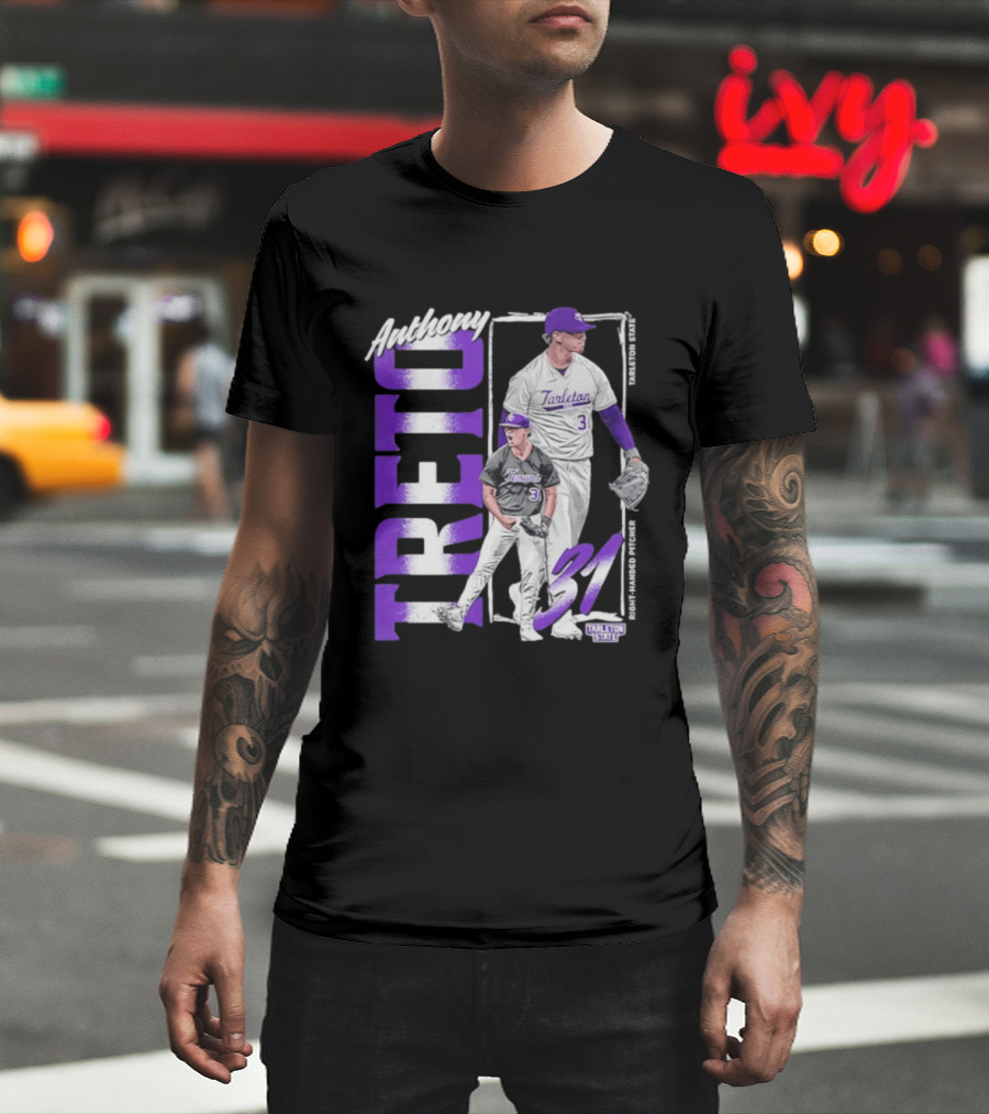 Anthony Treto 31 Tarleton State Baseball Pitcher T-Shirt