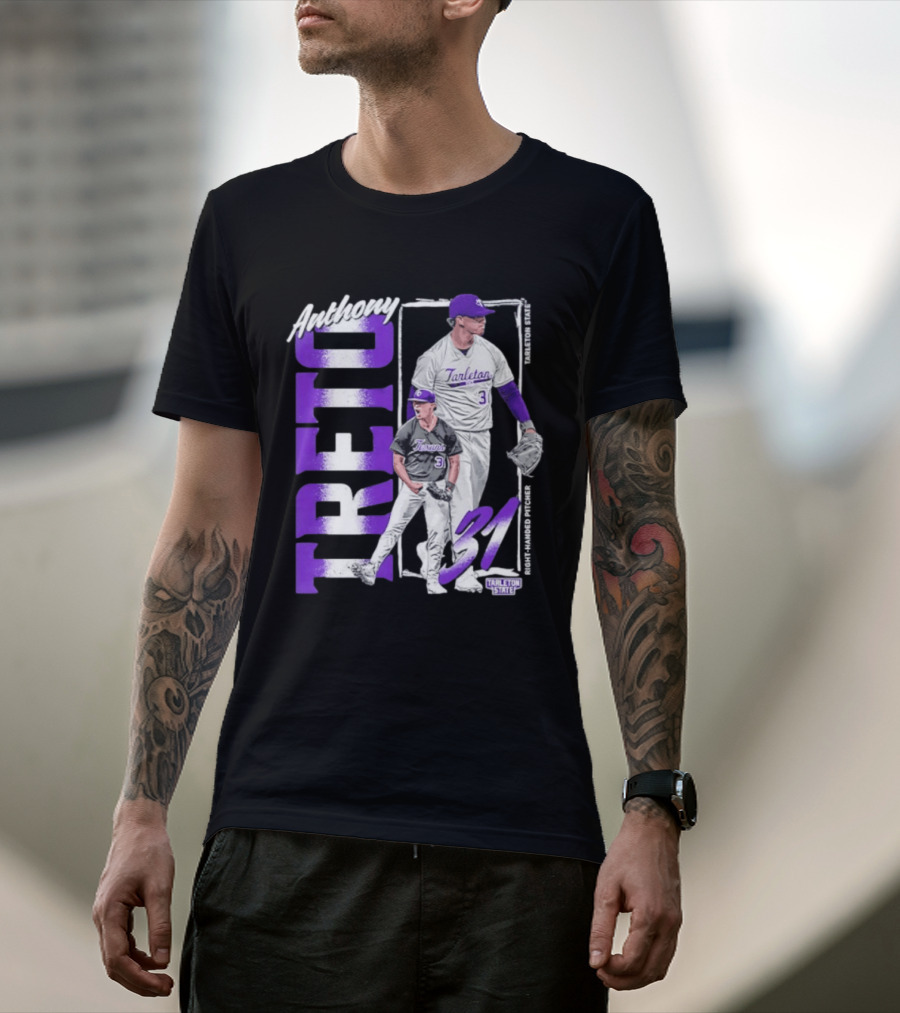 Anthony Treto 31 Tarleton State Baseball Pitcher T-Shirt