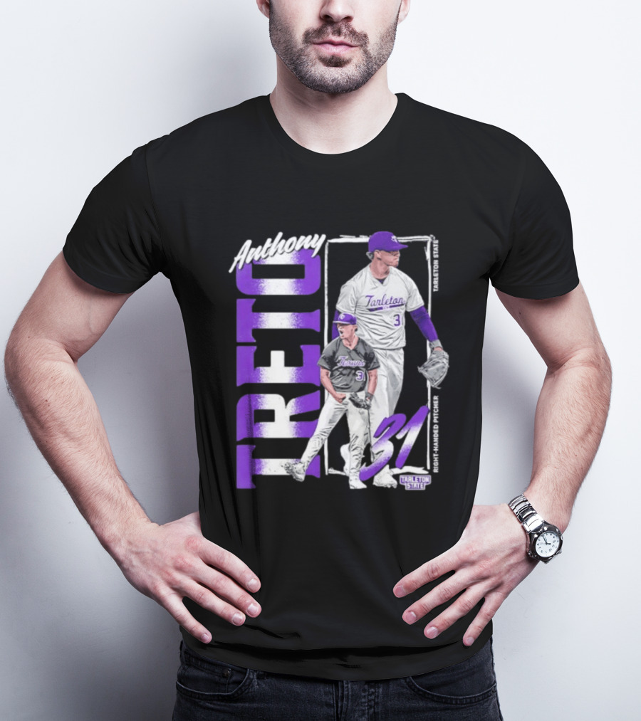 Anthony Treto 31 Tarleton State Baseball Pitcher T-Shirt