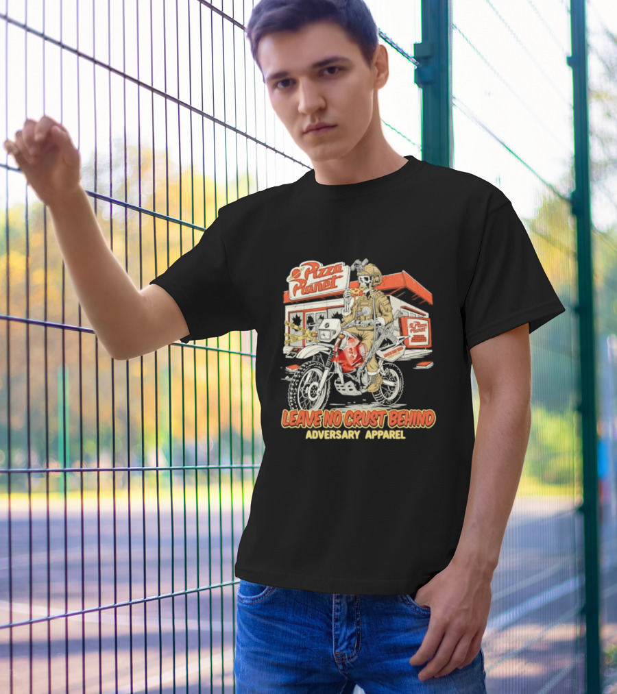 Pizza Planet Tactical Operations Department Funny Motorcycle Leave No Crust Behind T-Shirt