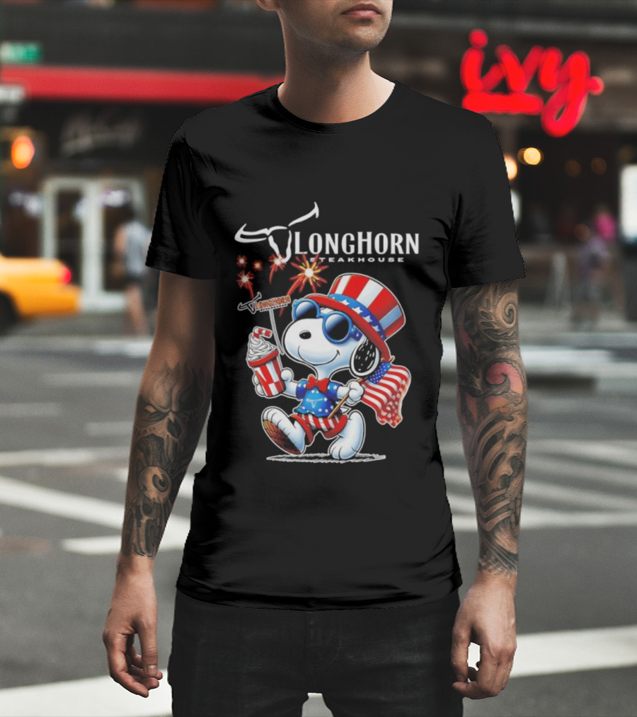 Snoopy Longhorn Steakhouse USA 1776 2026 250th Anniversary Celebration T-Shirt