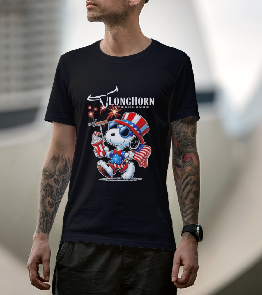 Snoopy Longhorn Steakhouse USA 1776 2026 250th Anniversary Celebration T-Shirt