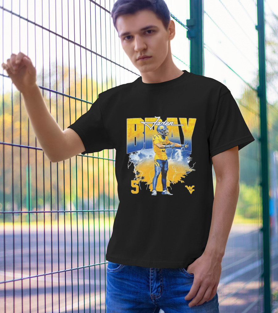 Jaden Bray 5 West Virginia Football NCAA Player WVU Mountaineers T-Shirt