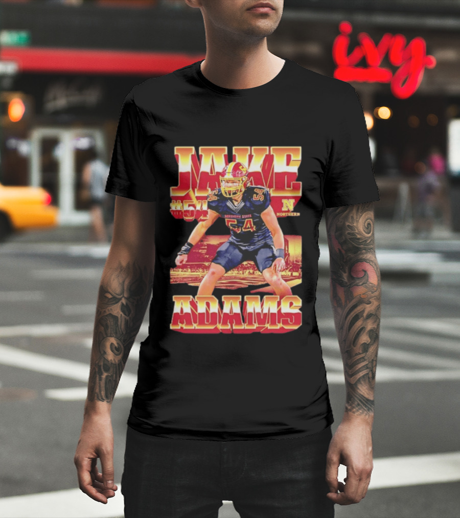 Jake Adams 54 Northern State University NCAA Football Player Number T-Shirt
