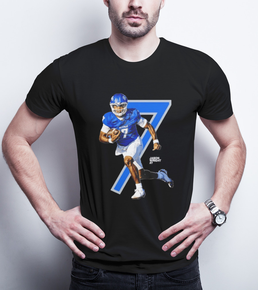 Buffalo Bulls Quarterback Jason Wright Number 7 NCAA Football Star Player T-Shirt