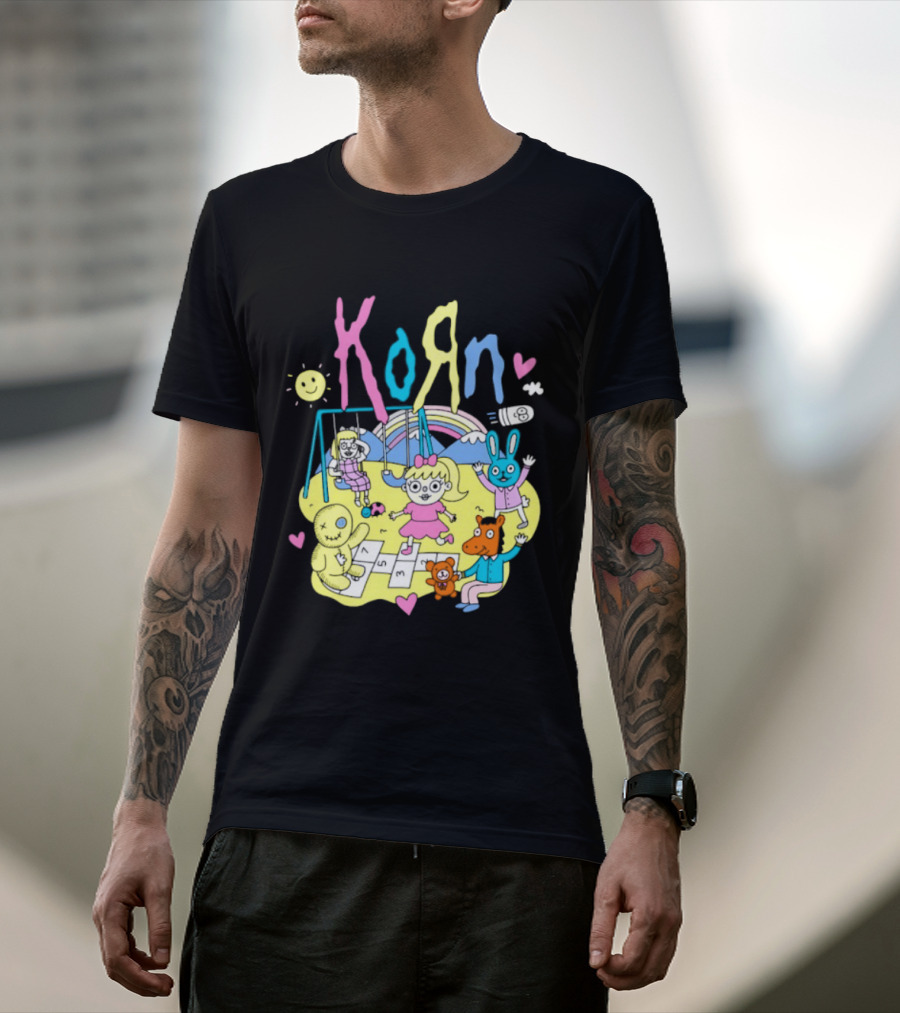 Korn Playground Cartoon Pastel Nu Metal Band T-Shirt
