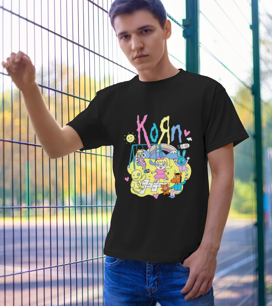 Korn Playground Cartoon Pastel Nu Metal Band T-Shirt