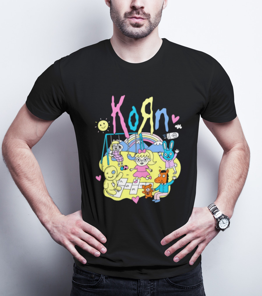Korn Playground Cartoon Pastel Nu Metal Band T-Shirt