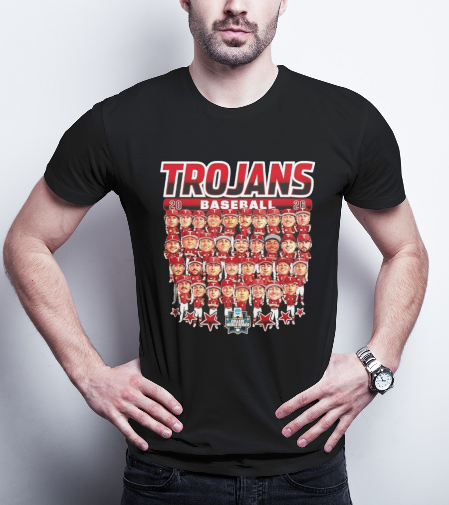Trojans 2026 Baseball Team Caricatures NCAA College World Series T-Shirt