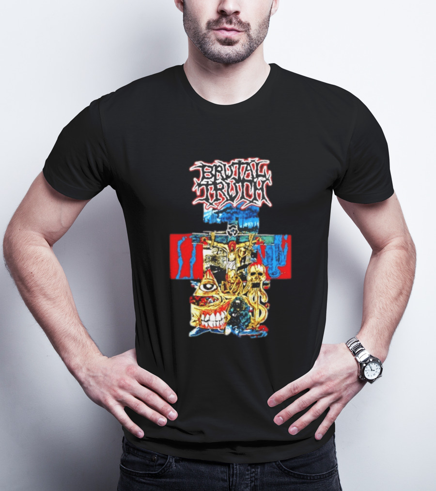 Brutal Truth Crucifix Skull Grindcore Band T-Shirt