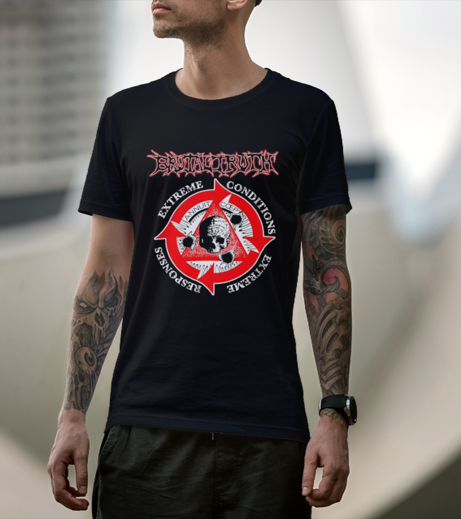 Brutal Truth Extreme Conditions Extreme Responses Skull Triangle Arrows T-Shirt