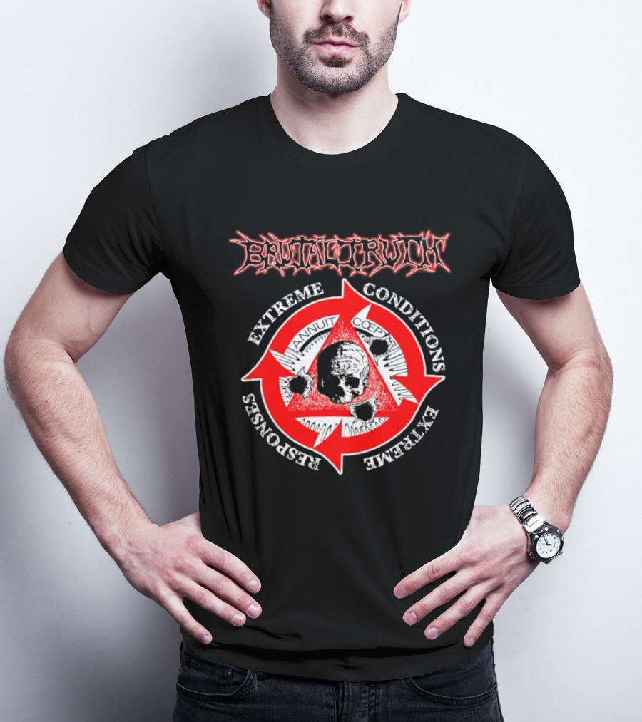 Brutal Truth Extreme Conditions Extreme Responses Skull Triangle Arrows T-Shirt