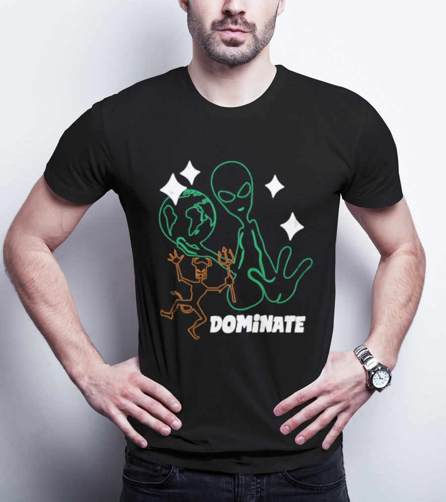 Dominate Alien Devil Earth UFO Stars T-Shirt