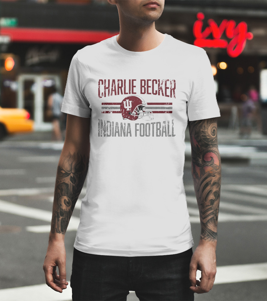 Charlie Becker Indiana Hoosiers Football Helmet Hero NCAA T-Shirt