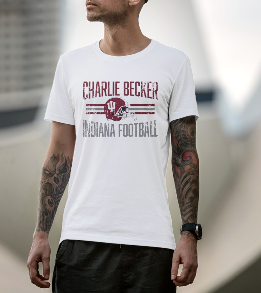 Charlie Becker Indiana Hoosiers Football Helmet Hero NCAA T-Shirt