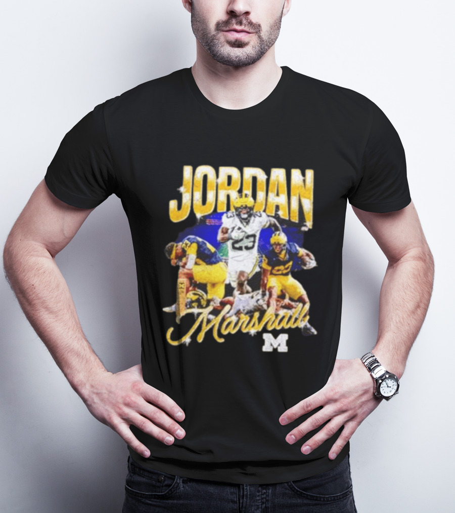Jordan Marshall Michigan Wolverines 23 Football Collage T-Shirt