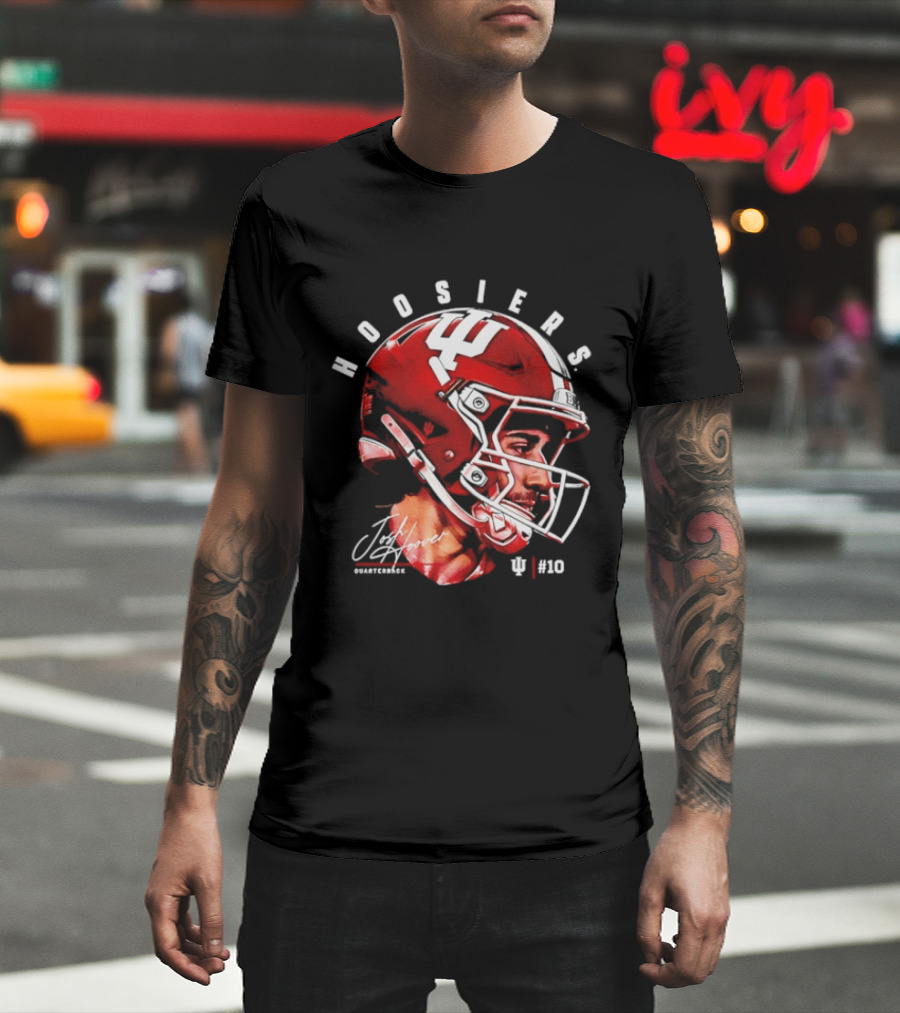 Josh Hoover 10 Indiana Hoosiers Football Helmet And Signature T-Shirt