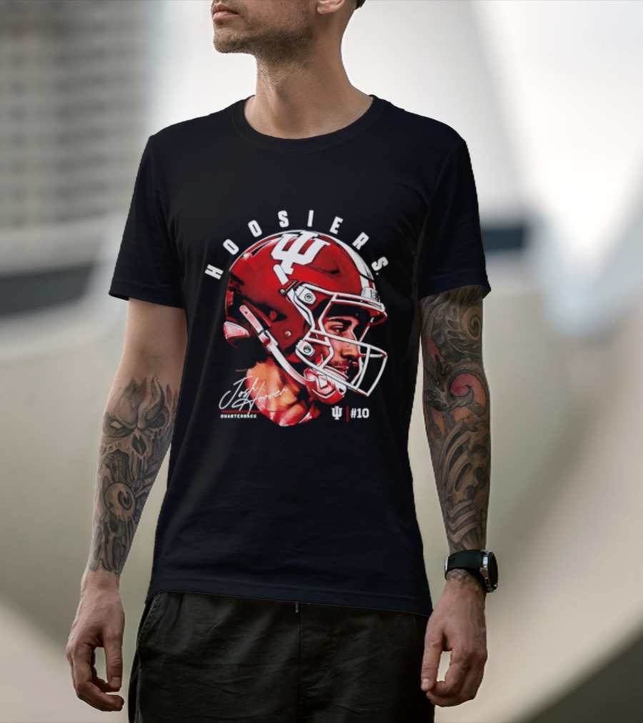 Josh Hoover 10 Indiana Hoosiers Football Helmet And Signature T-Shirt