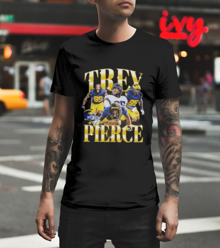 Trey Pierce Michigan Wolverines No 95 Football Collage T-Shirt