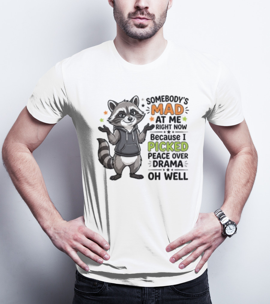 Somebody's Mad At Me Because I Picked Peace Over Drama Raccoon Oh Well T-Shirt