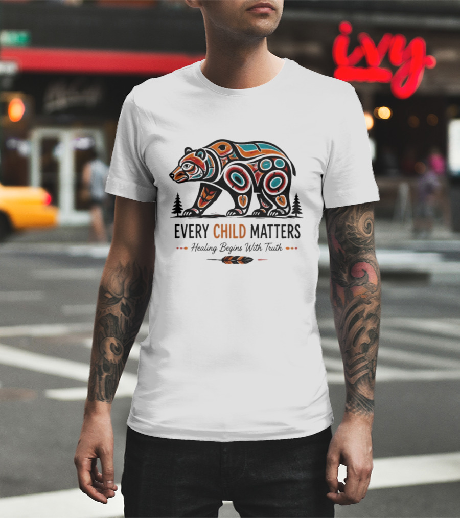 Every Child Matters Bear Healing Begins With Truth Indigenous T-Shirt