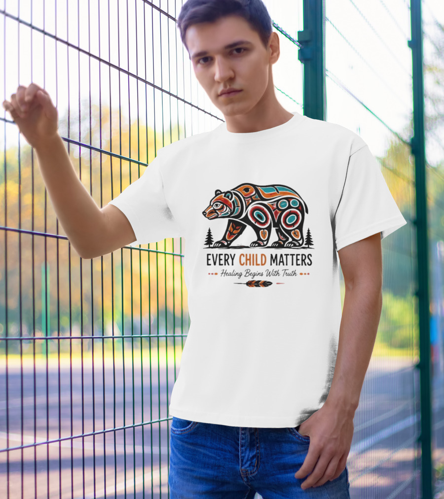 Every Child Matters Bear Healing Begins With Truth Indigenous T-Shirt