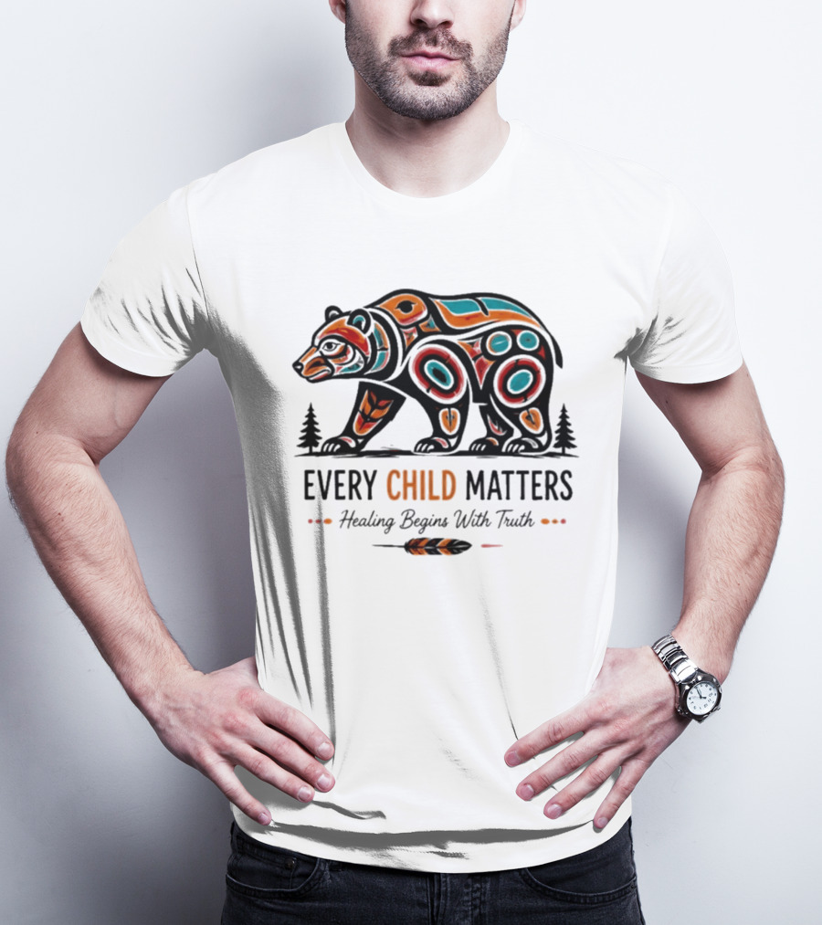 Every Child Matters Bear Healing Begins With Truth Indigenous T-Shirt