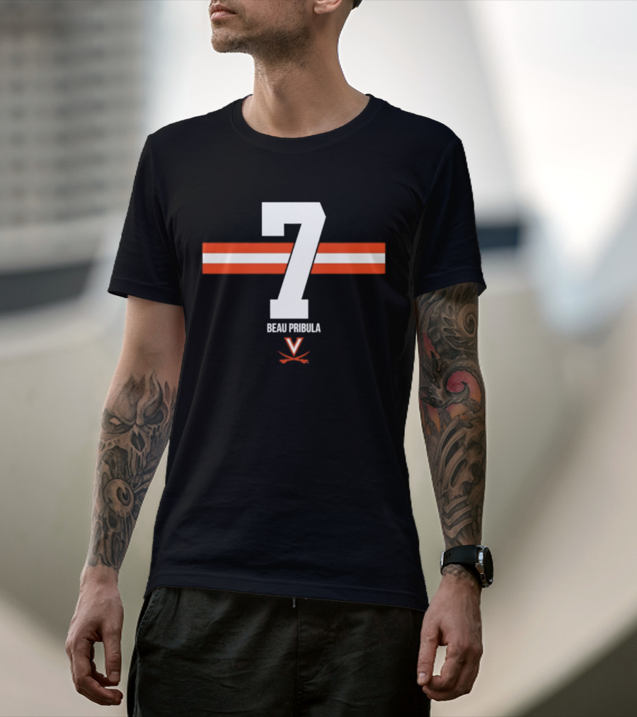 Beau Pribula 7 Virginia Cavaliers NCAA Football Number Seven T-Shirt