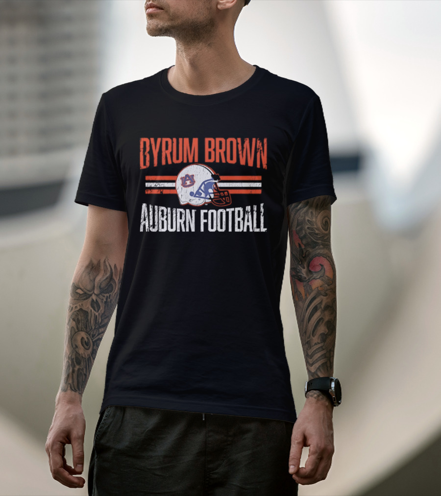 Byrum Brown Auburn Football NCAA Tigers Helmet Hero T-Shirt